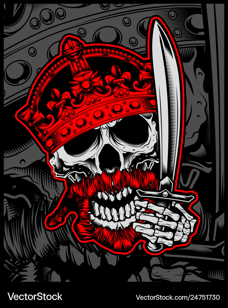 King wears a crown and holds sword Royalty Free Vector Image