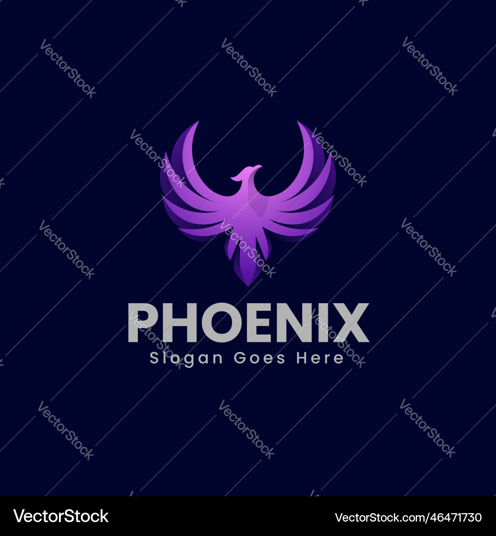 Logo phoenix gradient colorful style Royalty Free Vector