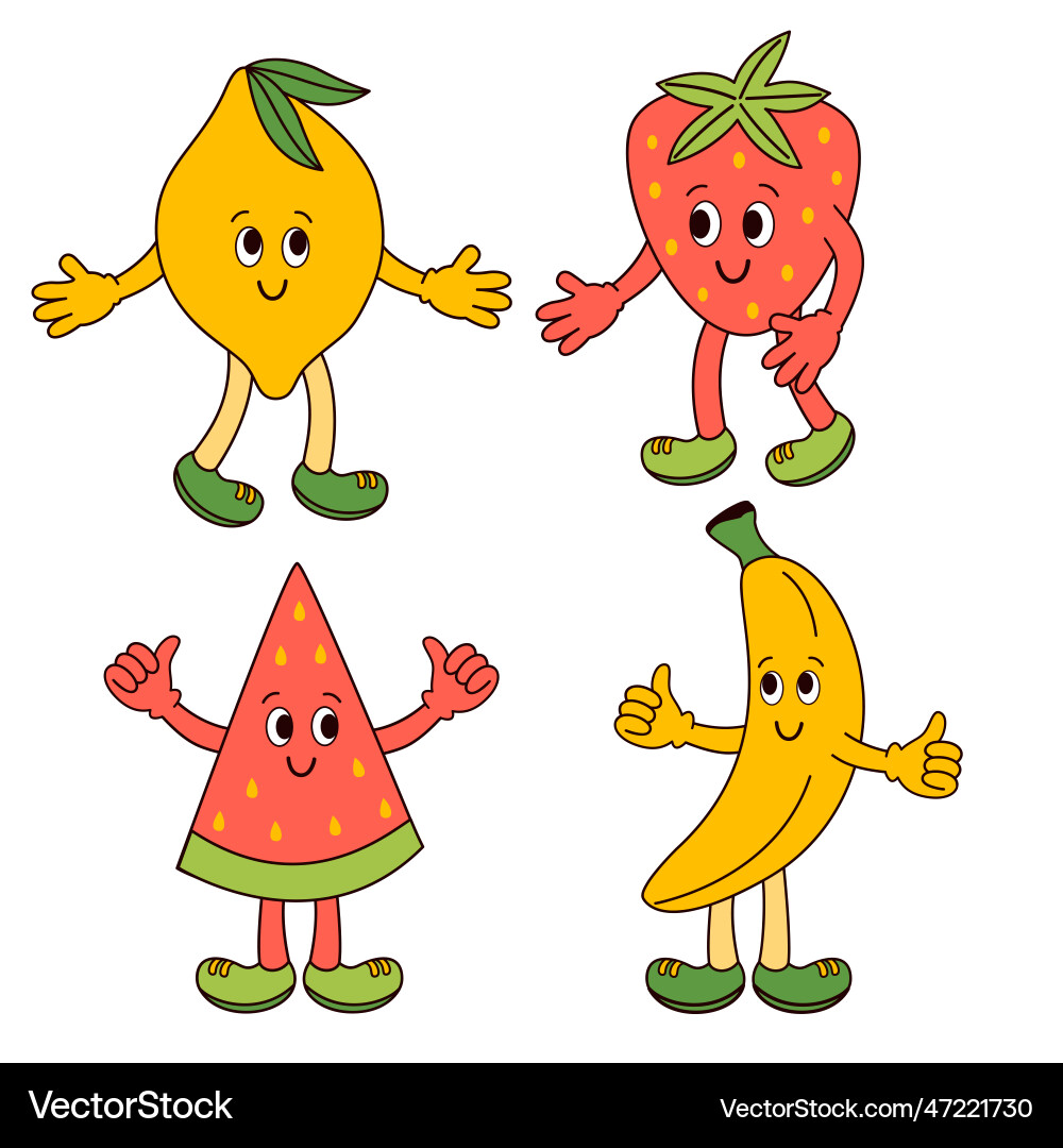 Set of isolated funny fruit Royalty Free Vector Image