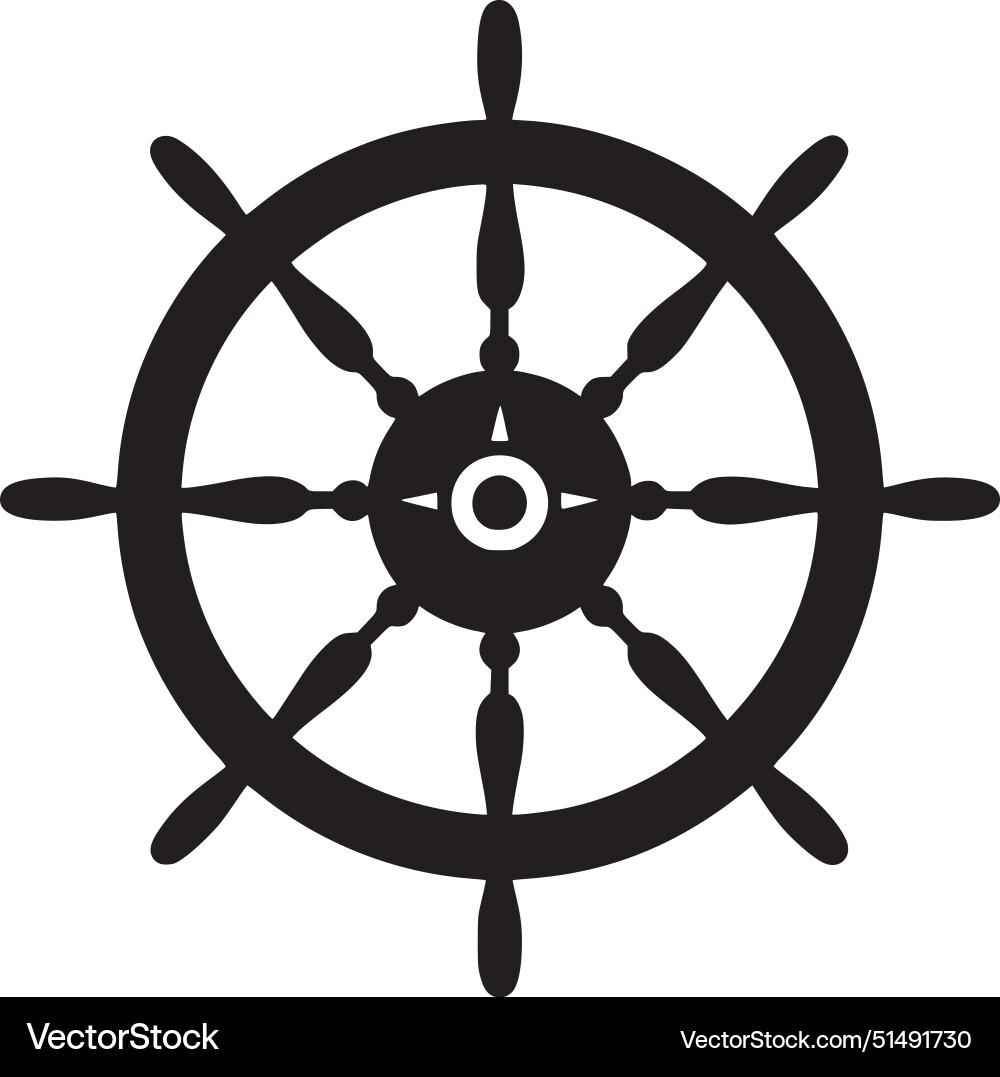 Ship wheel - black and white Royalty Free Vector Image
