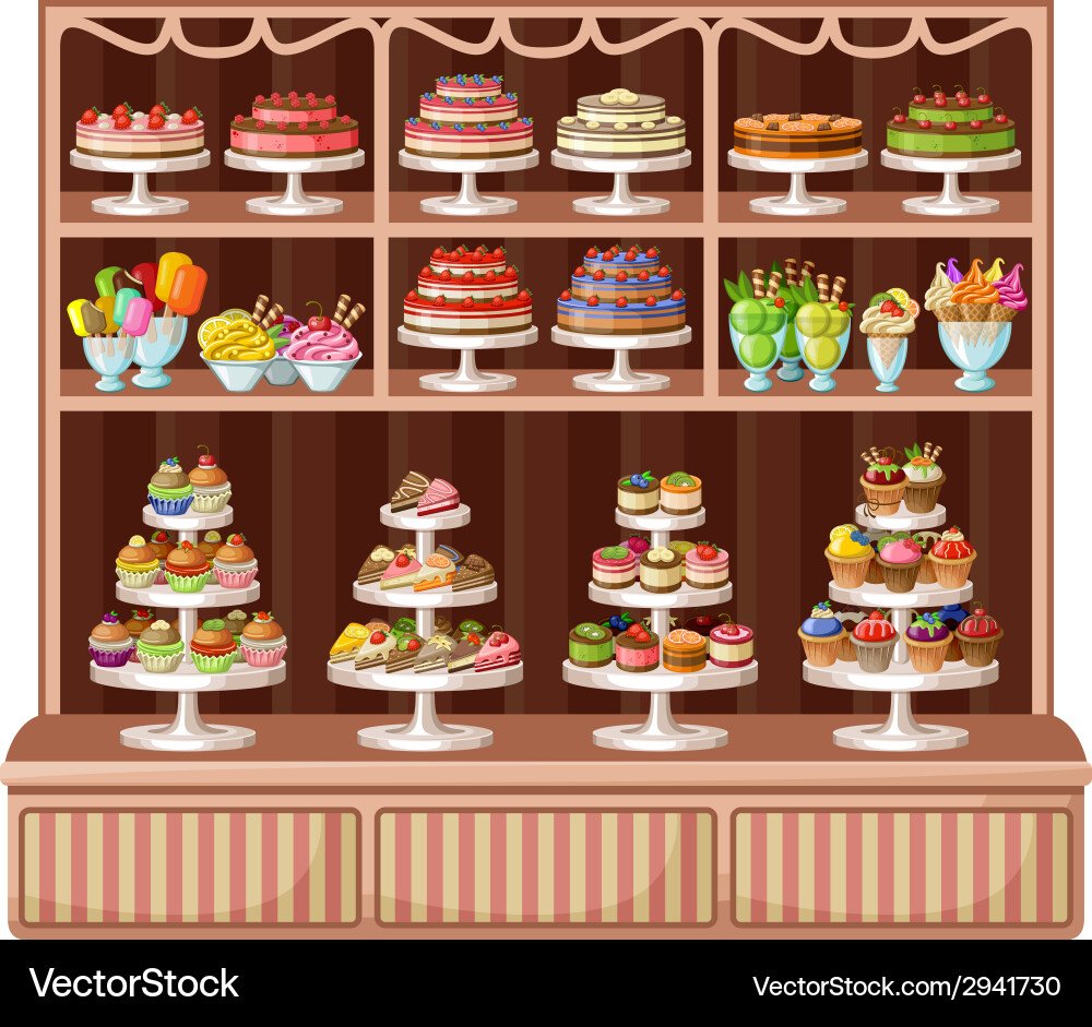 Store of sweets and bakery Royalty Free Vector Image