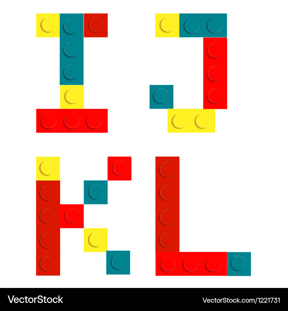 Alphabet set made of toy construction brick blocks