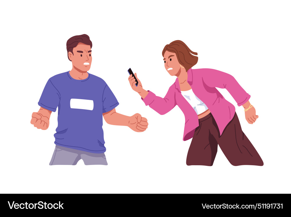 Angry people sort things out yelling shout each Vector Image