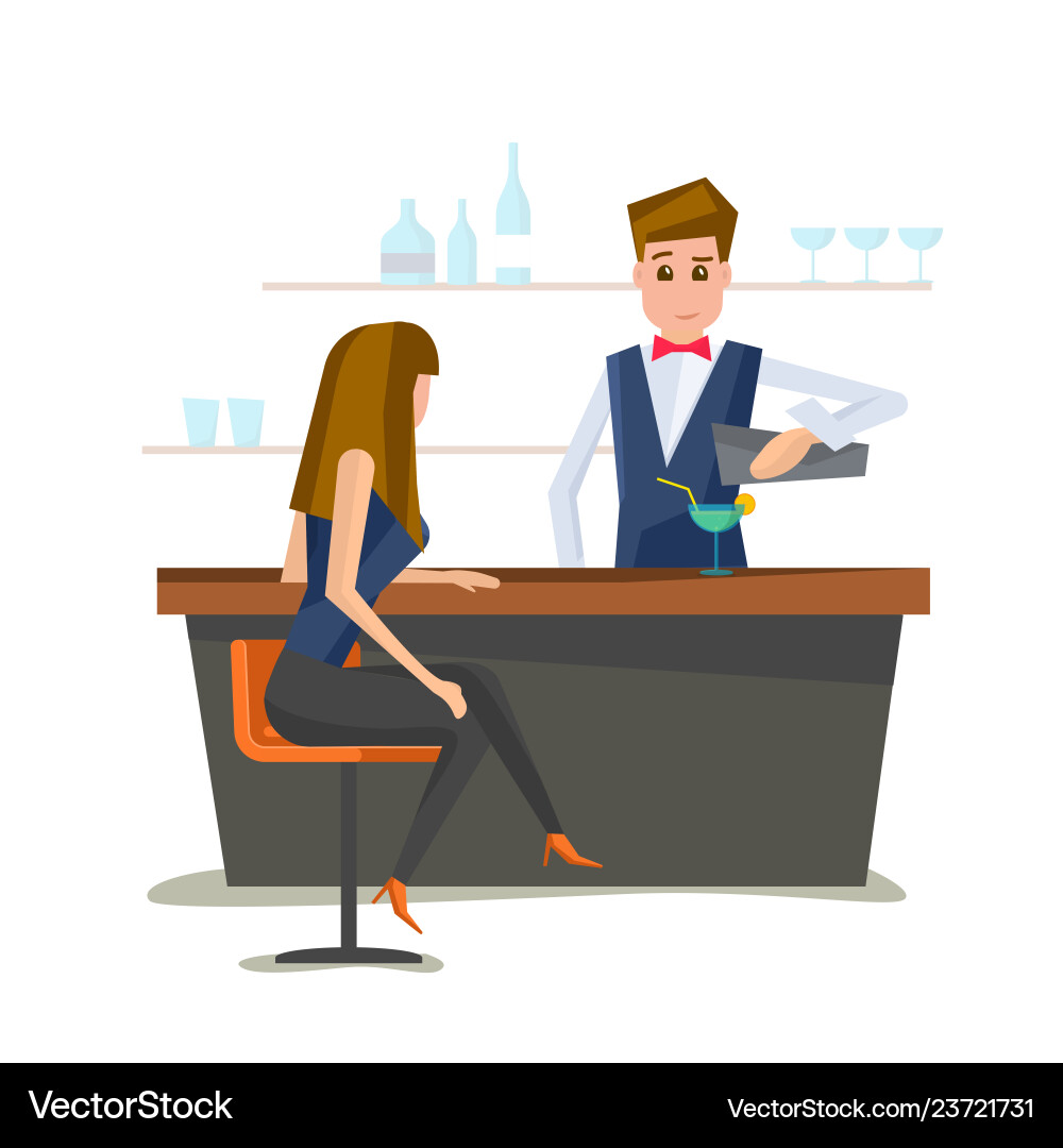 Bartender with bar counter Royalty Free Vector Image
