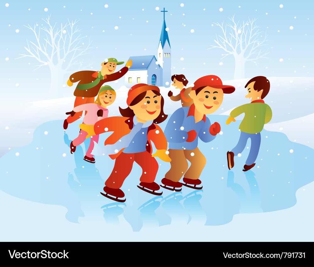 Children Ice Skating Holiday Royalty Free Vector Image