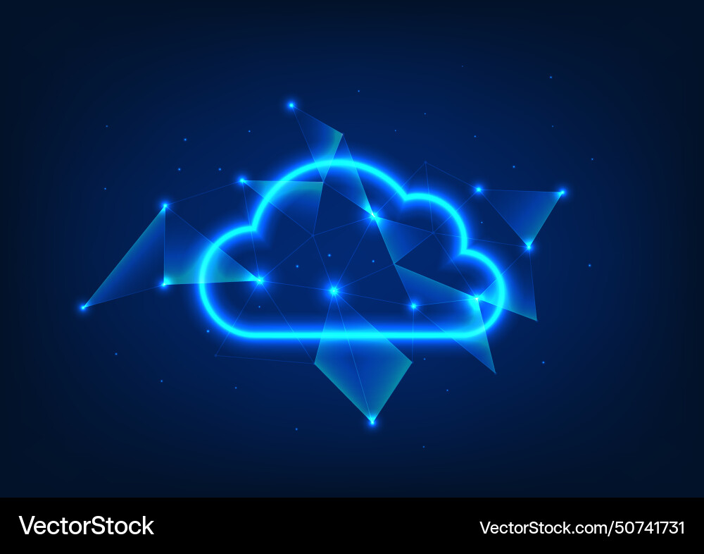 Cloud technology clouds with light all around Vector Image