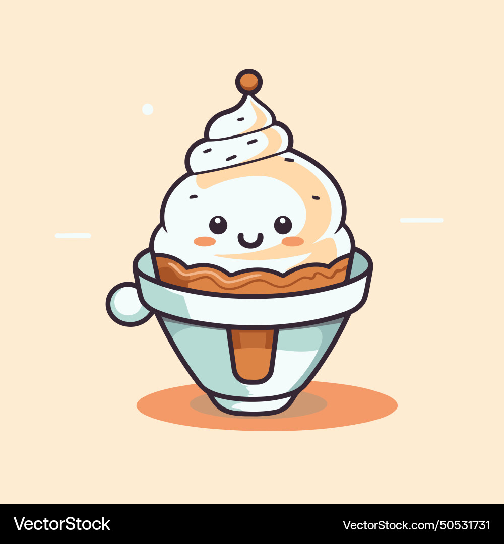 Cute ice cream cartoon character Royalty Free Vector Image
