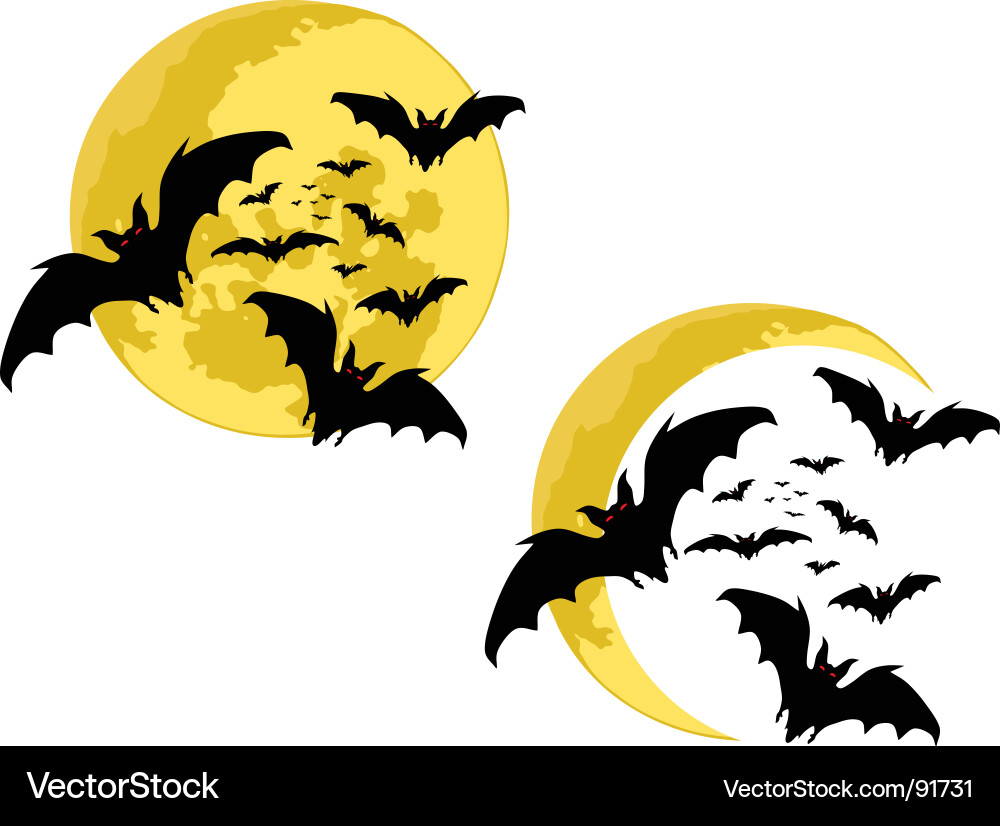 Halloween Bats and Moon Royalty Free Vector Image