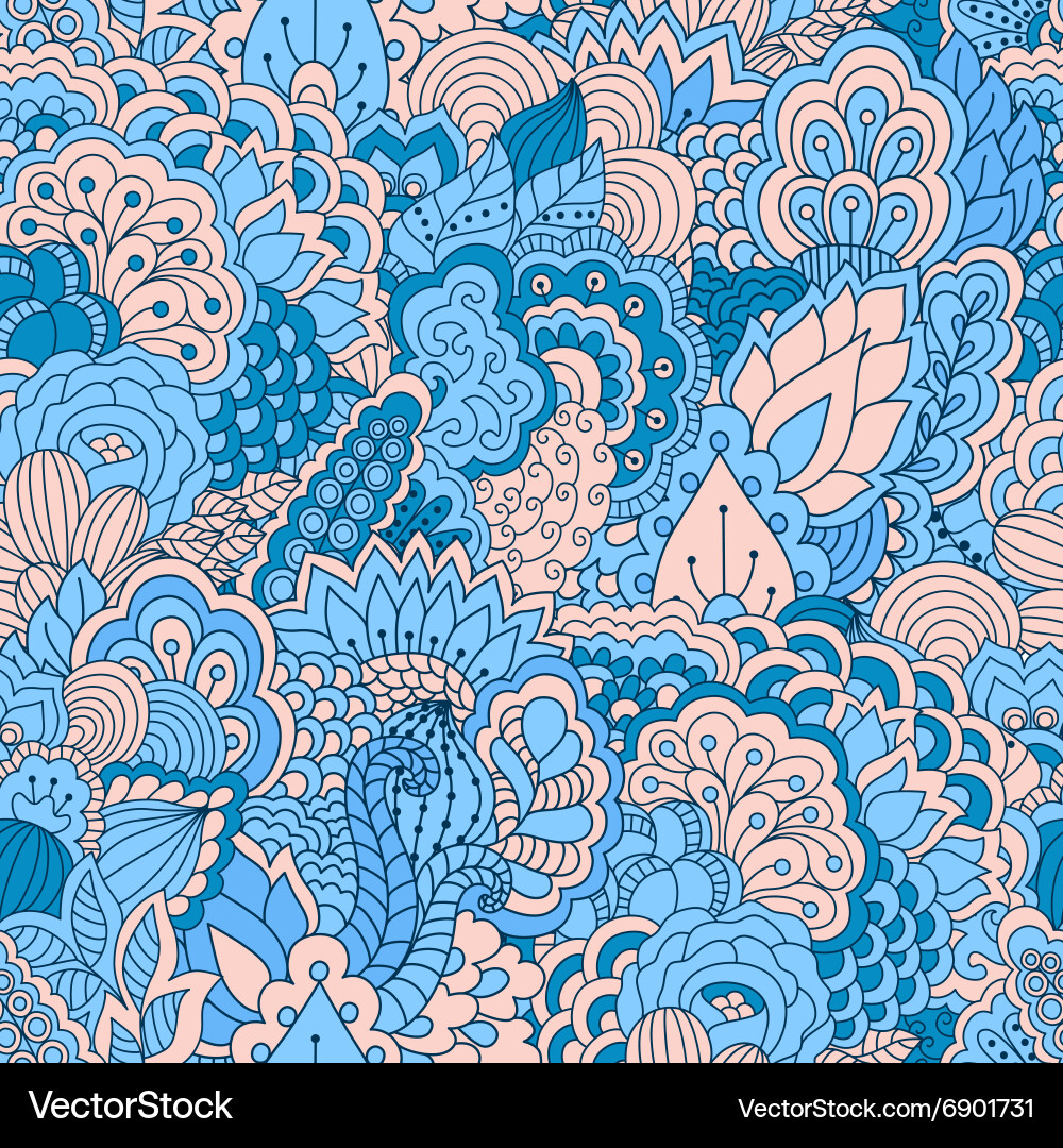 Hand drawn seamless pattern with floral elements Vector Image