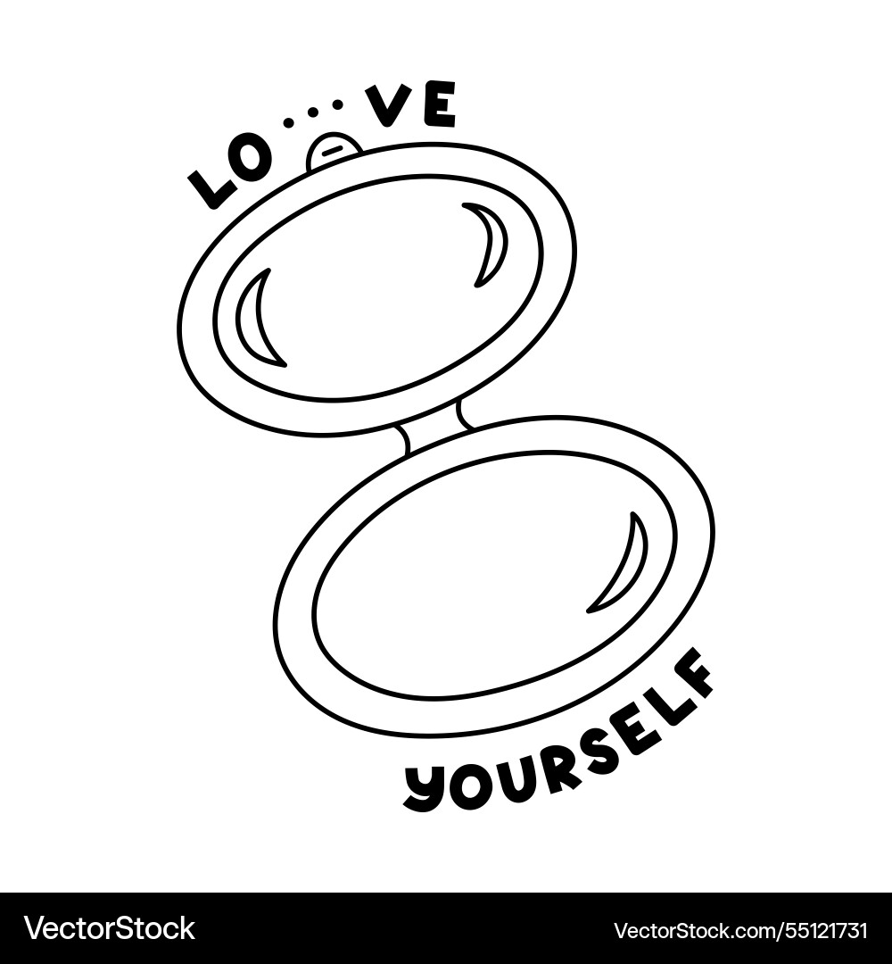 Lovely doodle of open compact mirror with double Vector Image