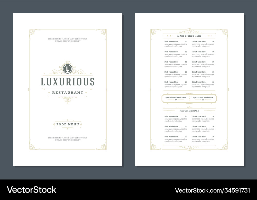 Menu design template with cover and restaurant Vector Image