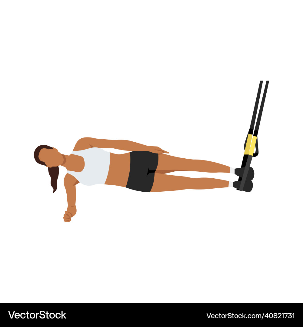 Woman doing trx suspension side plank Royalty Free Vector