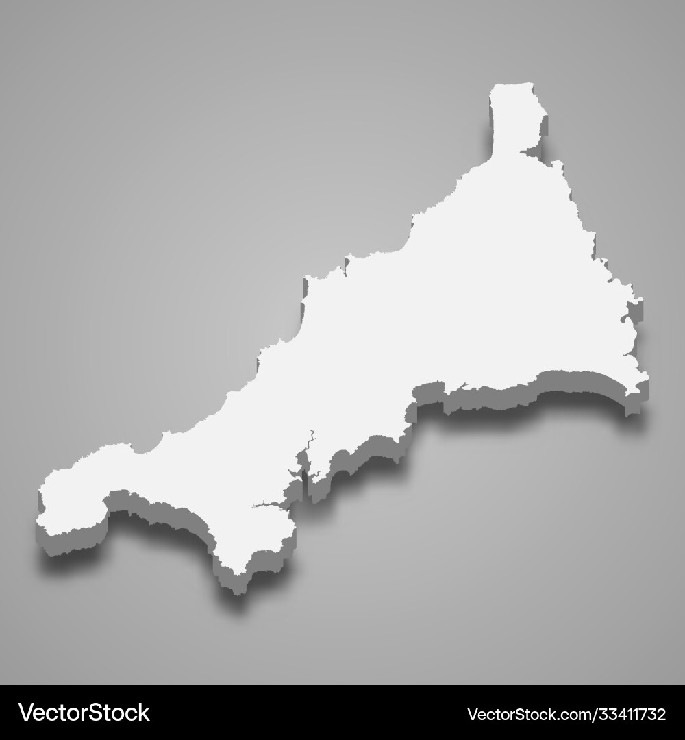3D Cornwall Map Royalty Free Vector Image - VectorStock
