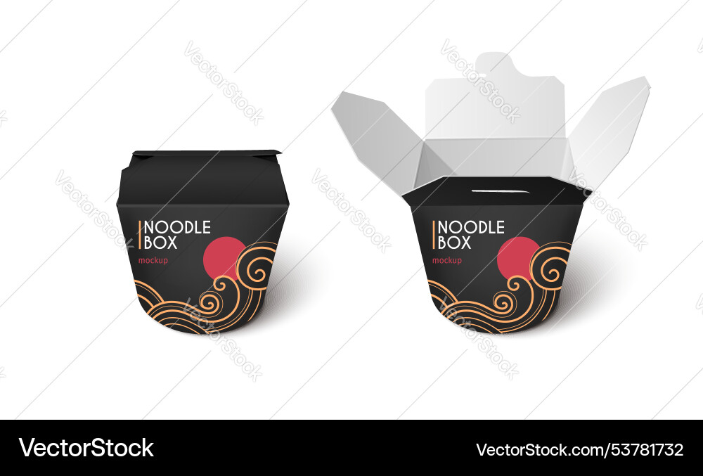 Black paper noodle take away box Royalty Free Vector Image