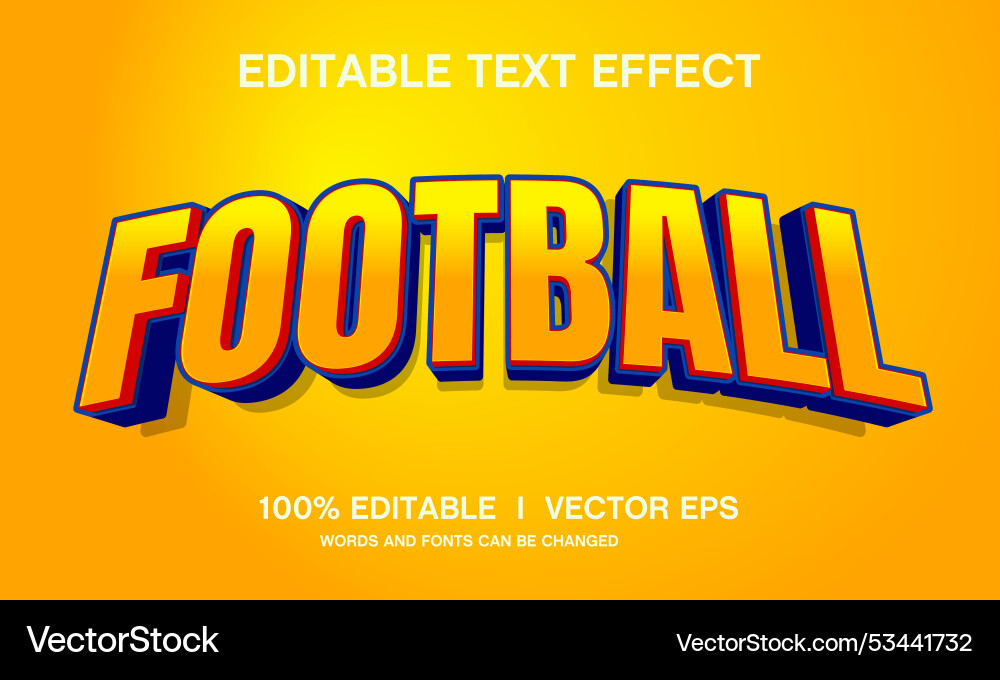 Editable 3d football text effect template Vector Image