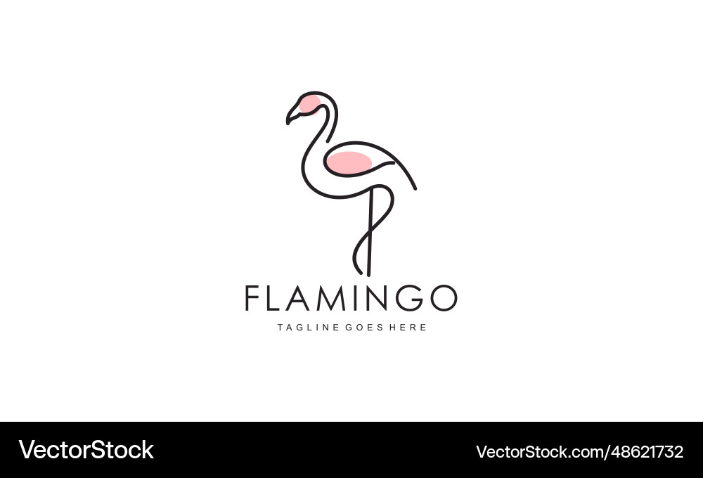 Elegant Pink Flamingo Logo Royalty Free Vector Image