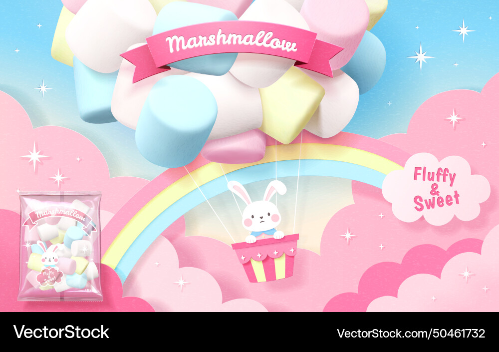 Fluffy and sweet marshmallow ads Royalty Free Vector Image