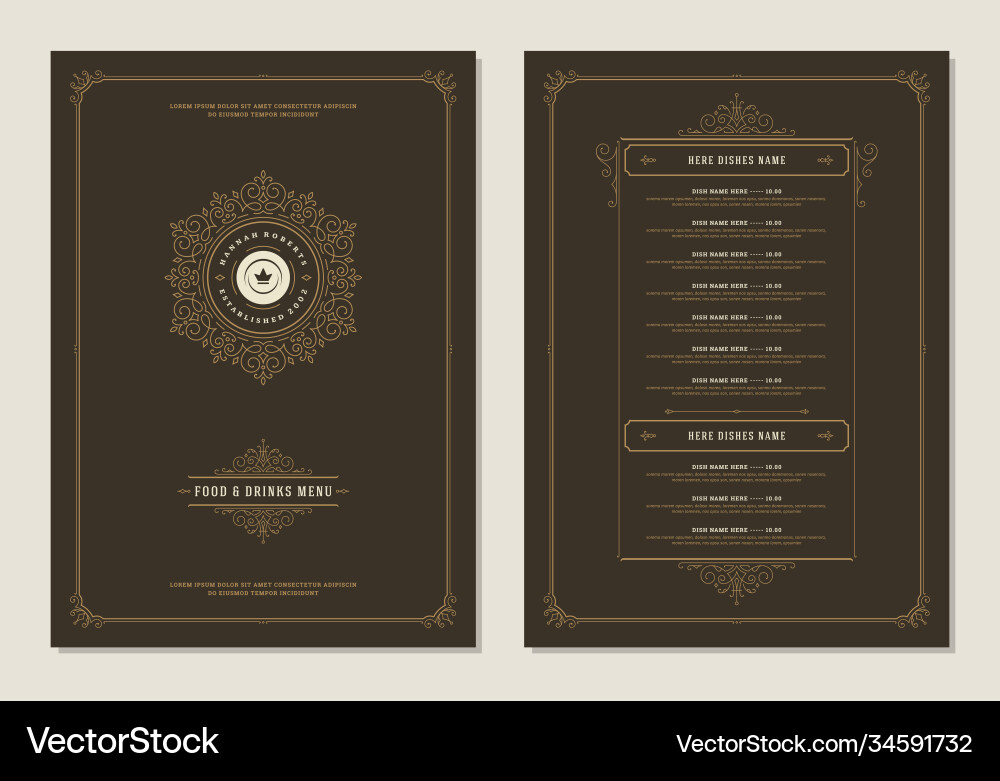 Menu design template with cover and restaurant Vector Image