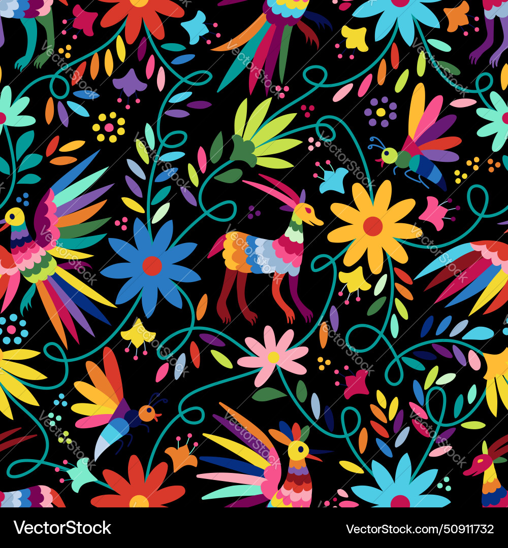 Mexican embroidery pattern Royalty Free Vector Image