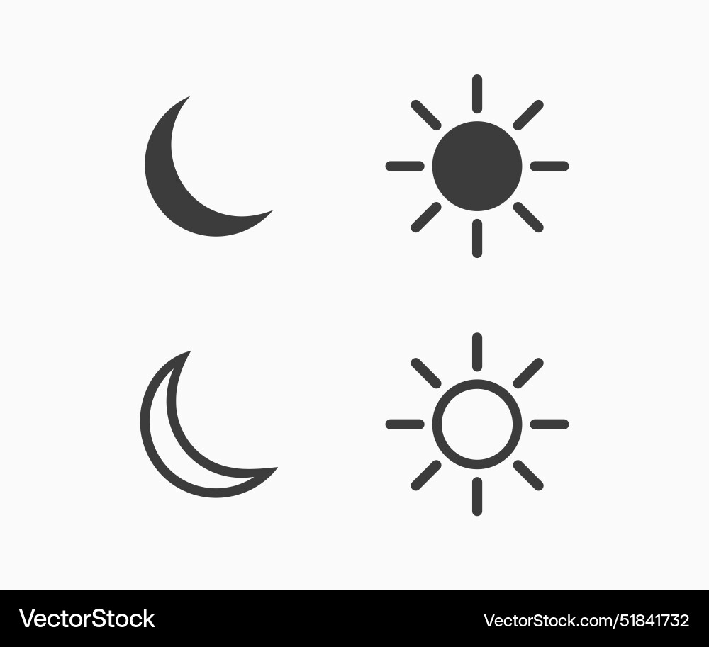 Moon and sun icon set or symbol Royalty Free Vector Image