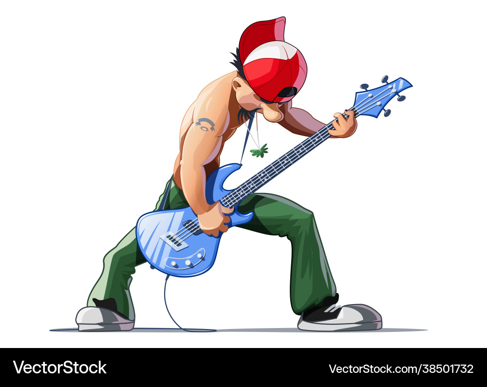Rock musician with bass Royalty Free Vector Image