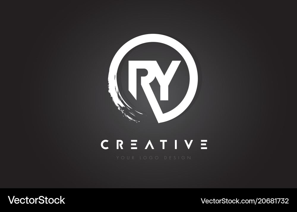 Ry circular letter logo with circle brush design Vector Image