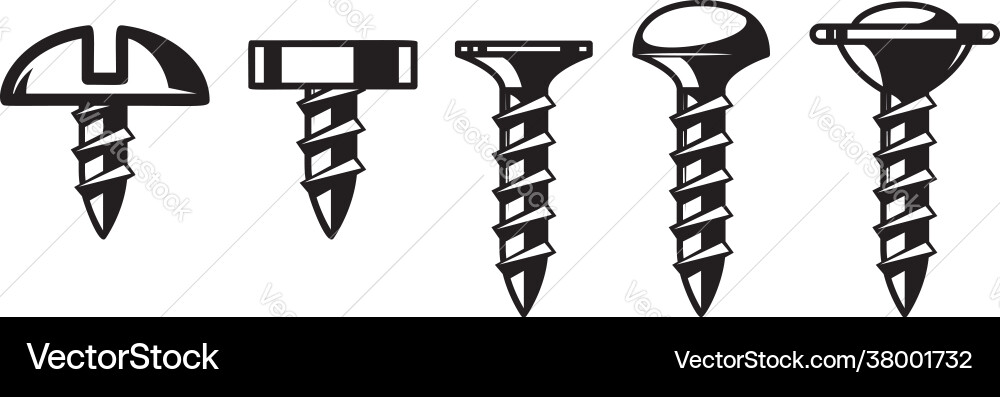Screw Element Collection Royalty Free Vector Image