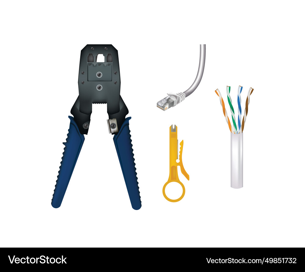 Utp crimping tool and cables Royalty Free Vector Image