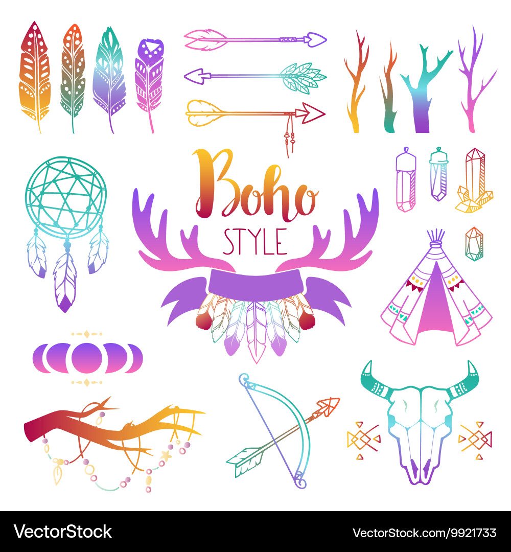 Boho symbols set Royalty Free Vector Image - VectorStock