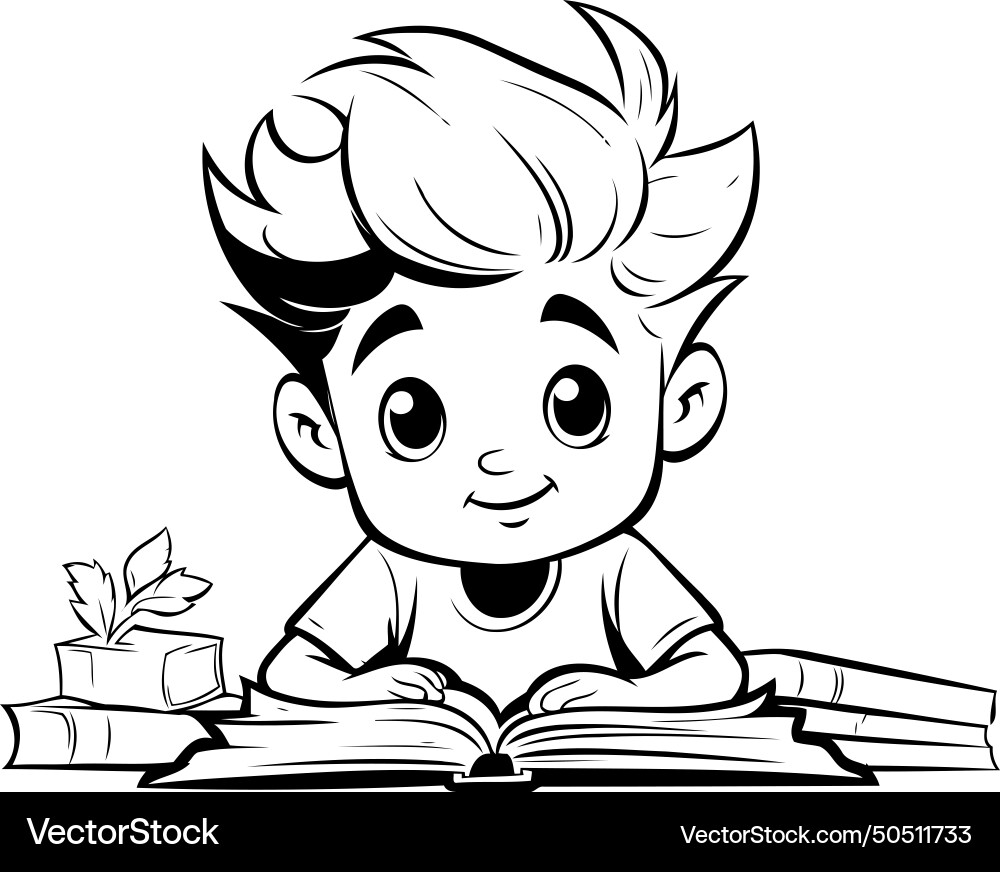 Boy reading a book Royalty Free Vector Image - VectorStock