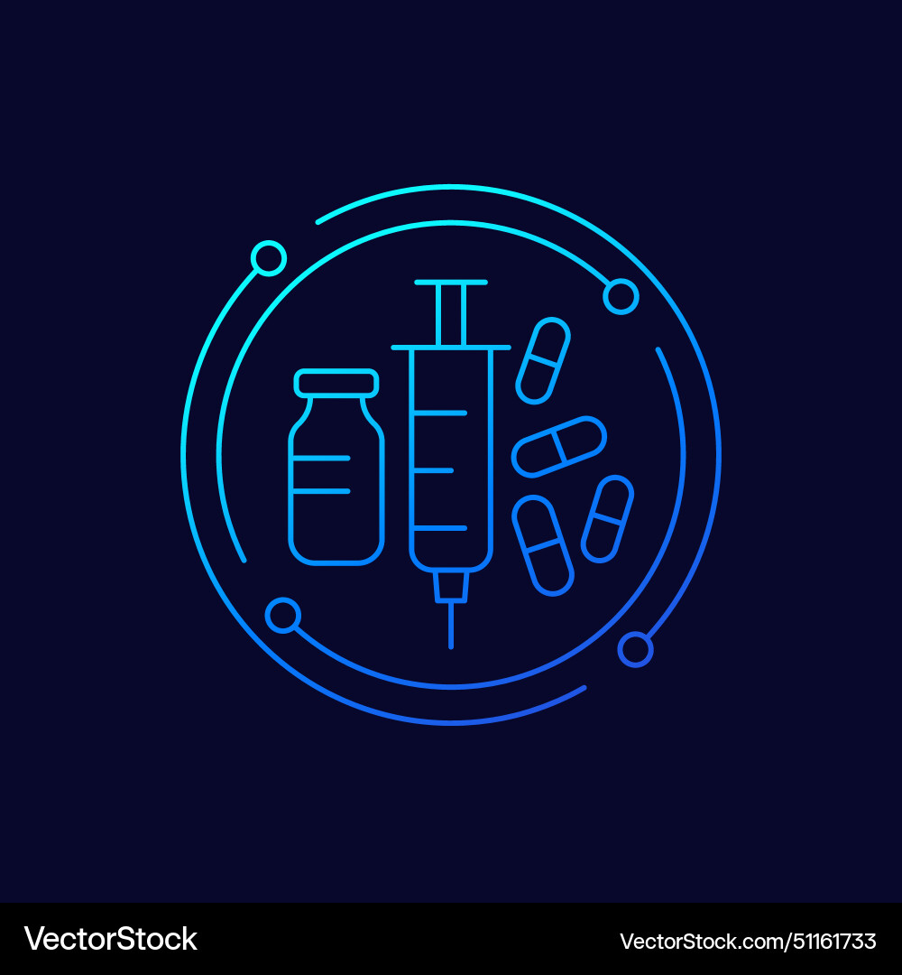 Drugs and medication icon linear design Royalty Free Vector