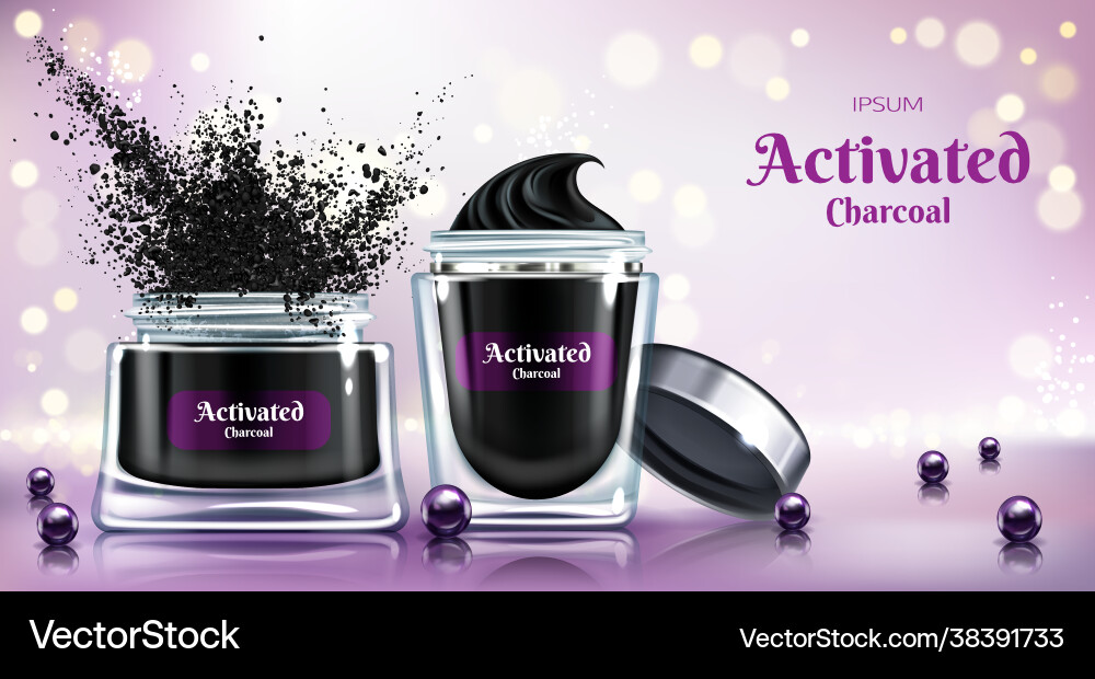 Face cream with activated charcoal banner Vector Image
