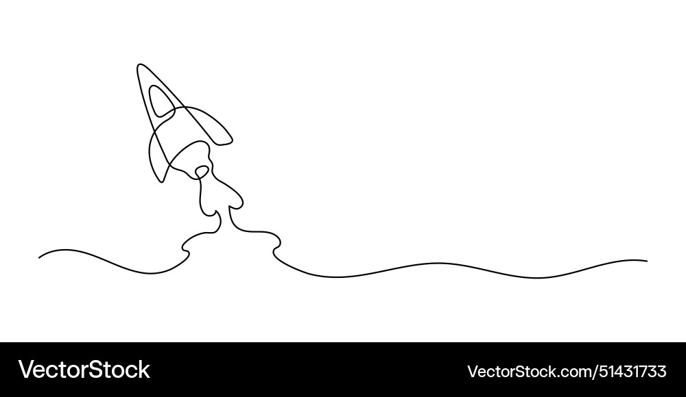 One solid line drawing of a simple flying Vector Image