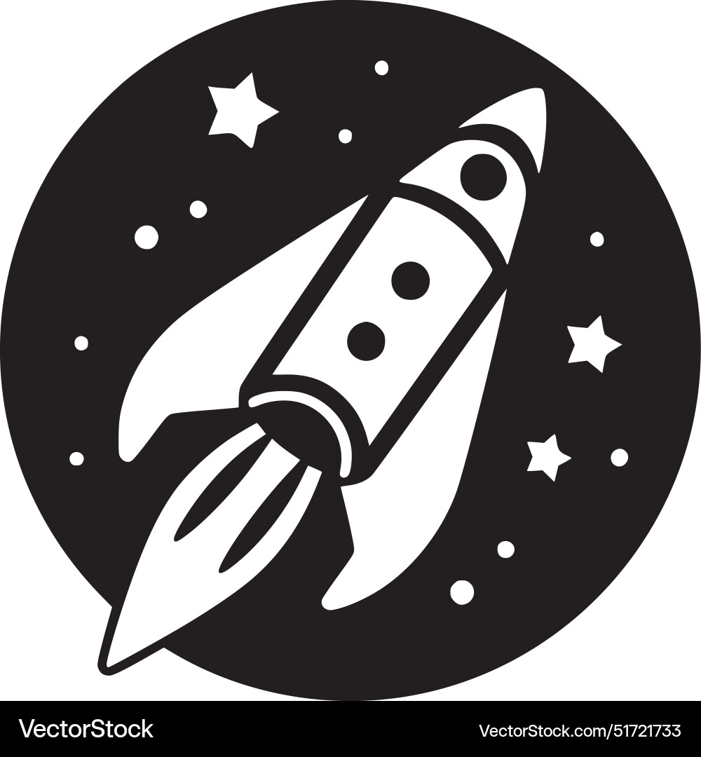 Rocket - black and white isolated icon Royalty Free Vector