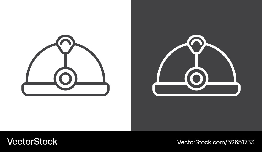Torch helmet icon flat set outline Royalty Free Vector Image