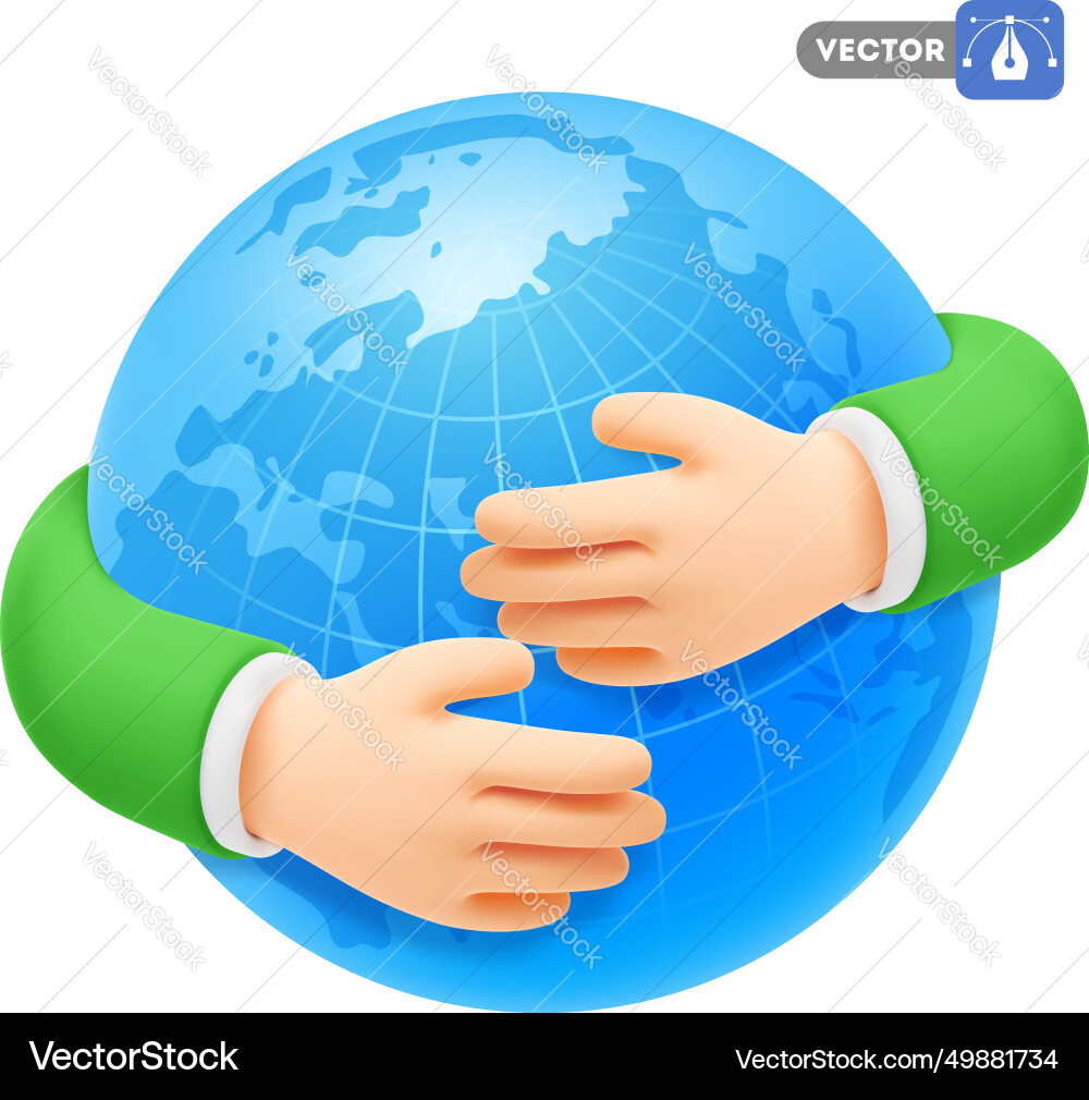 3d Hände umarmen Globus Lizenzfreies Vektorbild