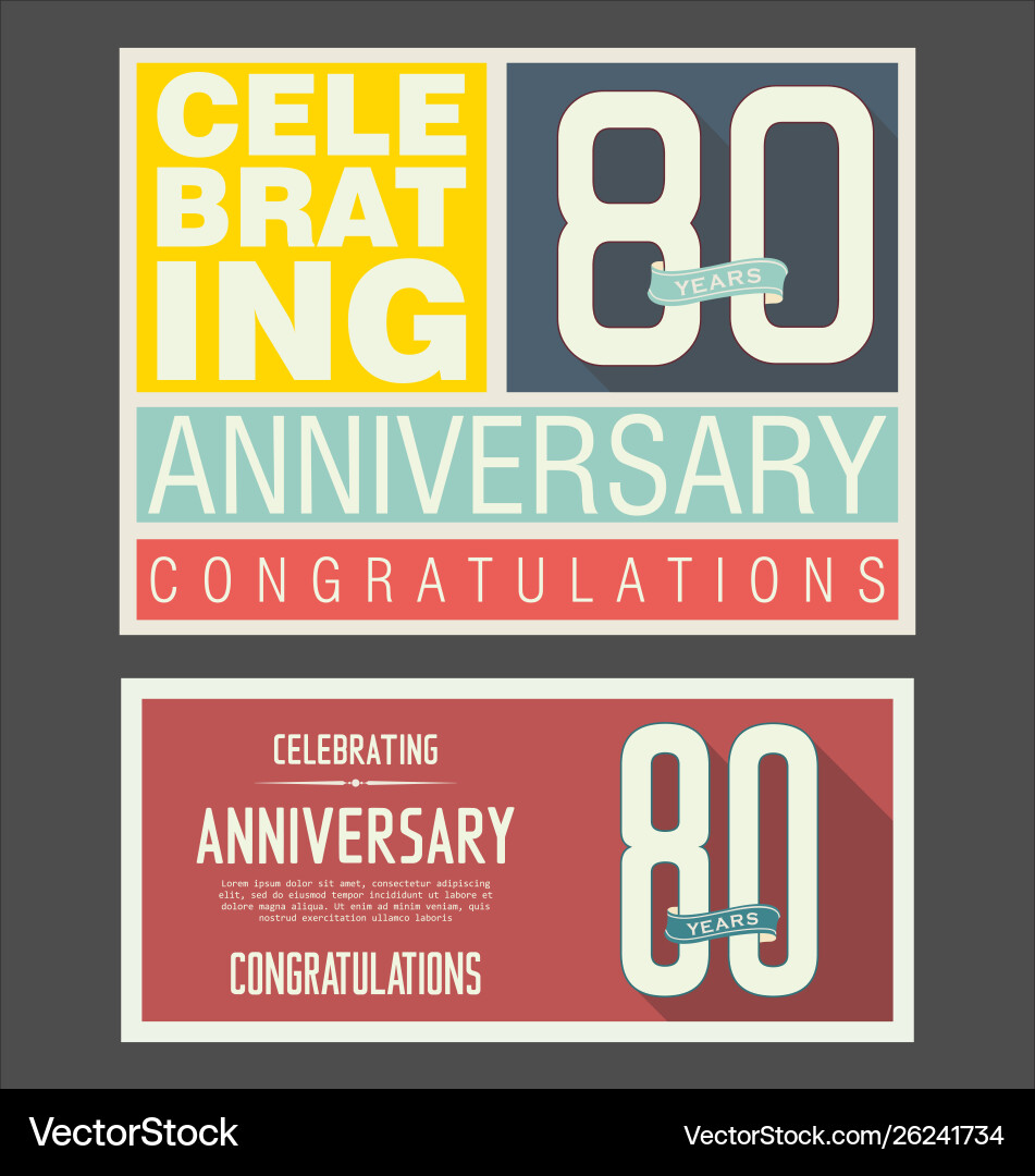 Anniversary retro background 80 years Royalty Free Vector