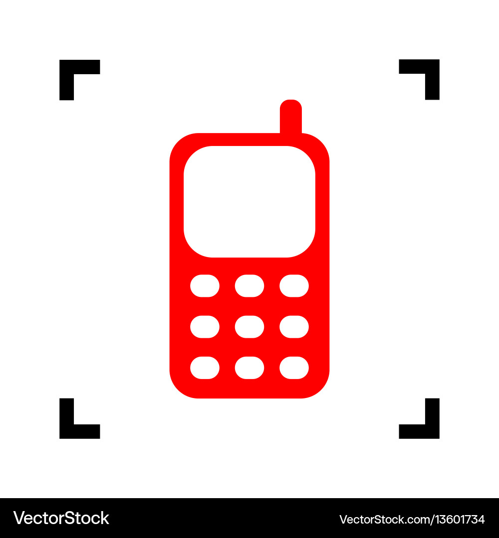 Cell phone sign red icon inside black Royalty Free Vector