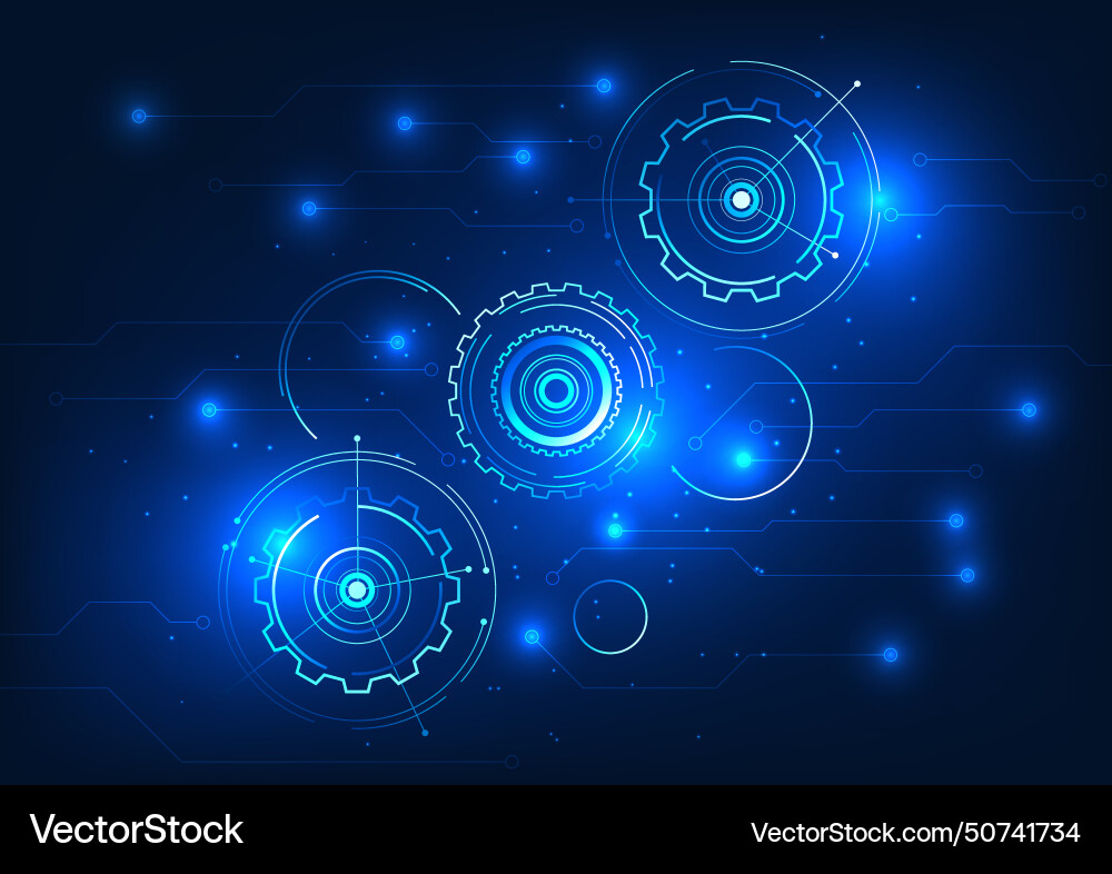 Gear technology connected to the circuit Vector Image