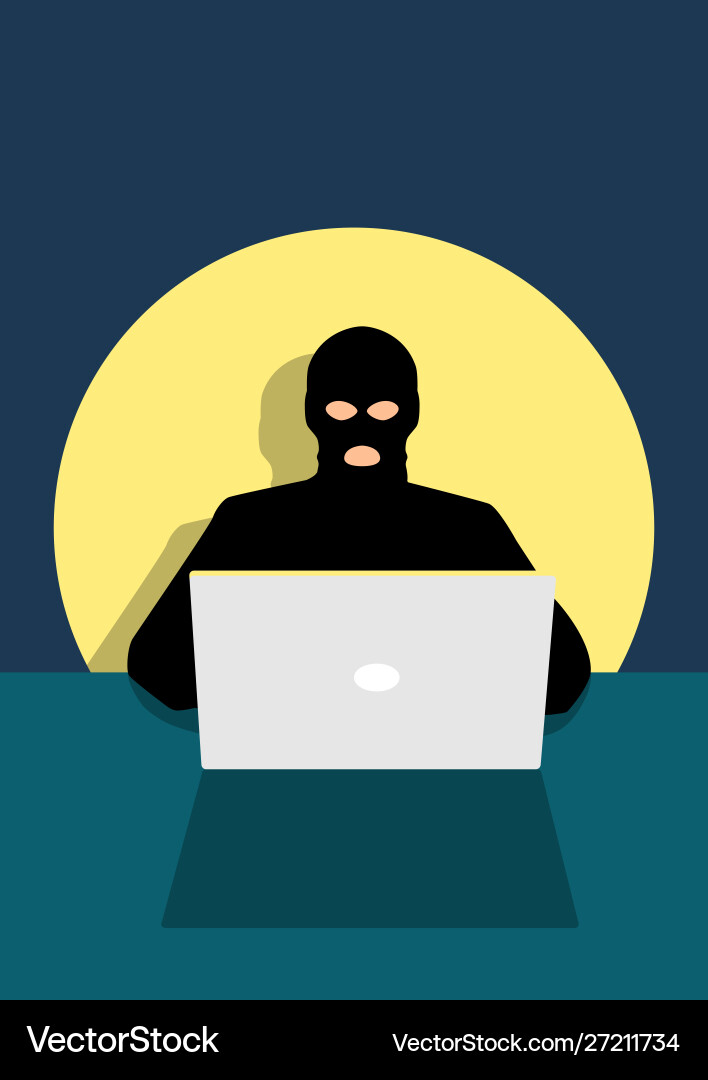 Hacker behind laptop computer Royalty Free Vector Image