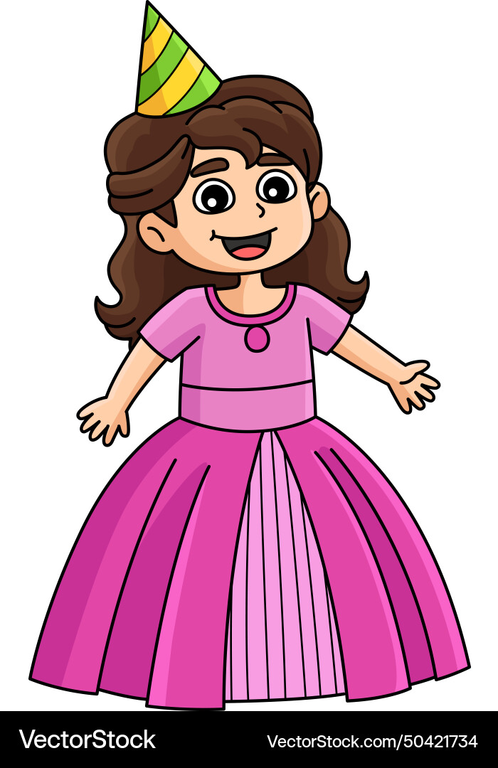 Happy Birthday Princess Cartoon Colored Clipart Vector Image