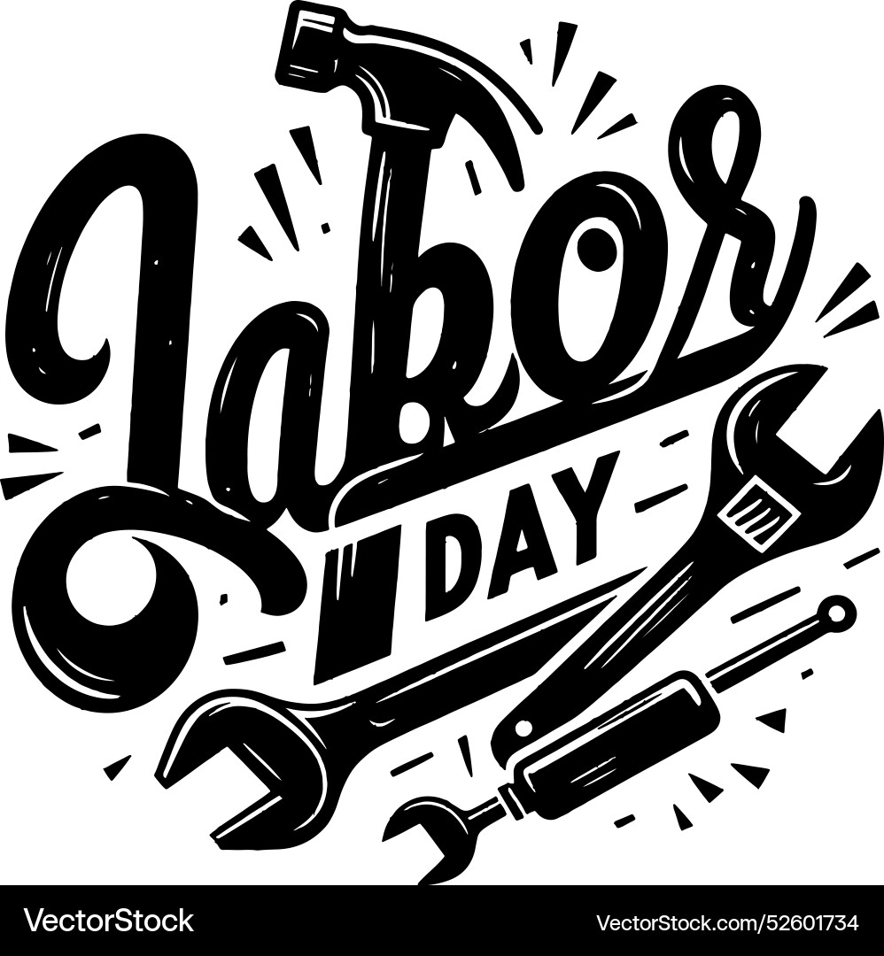 Labor day in bold calligraphy silhouette Vector Image