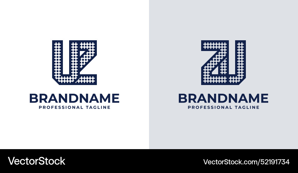 Letters uz and zu dot monogram logo suitable Vector Image