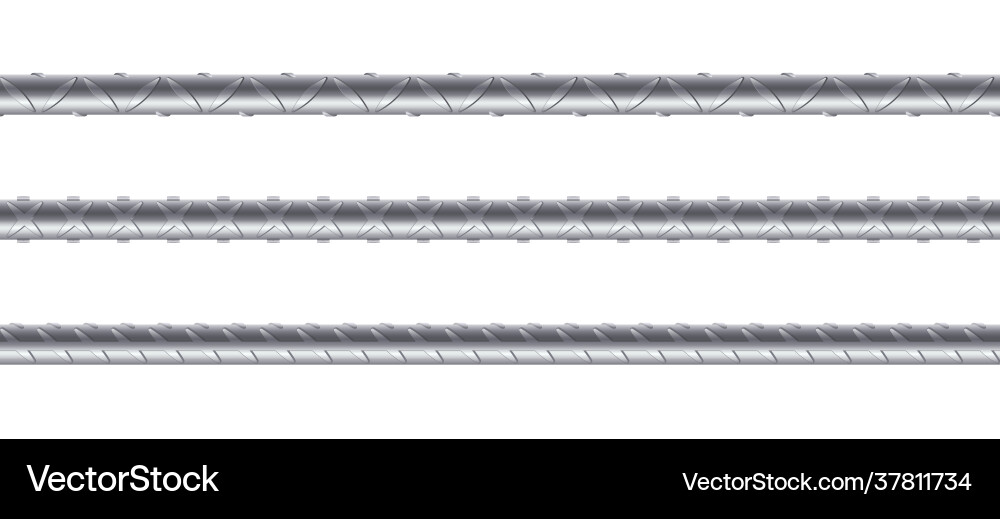 Seamless steel rebars on white background set Vector Image