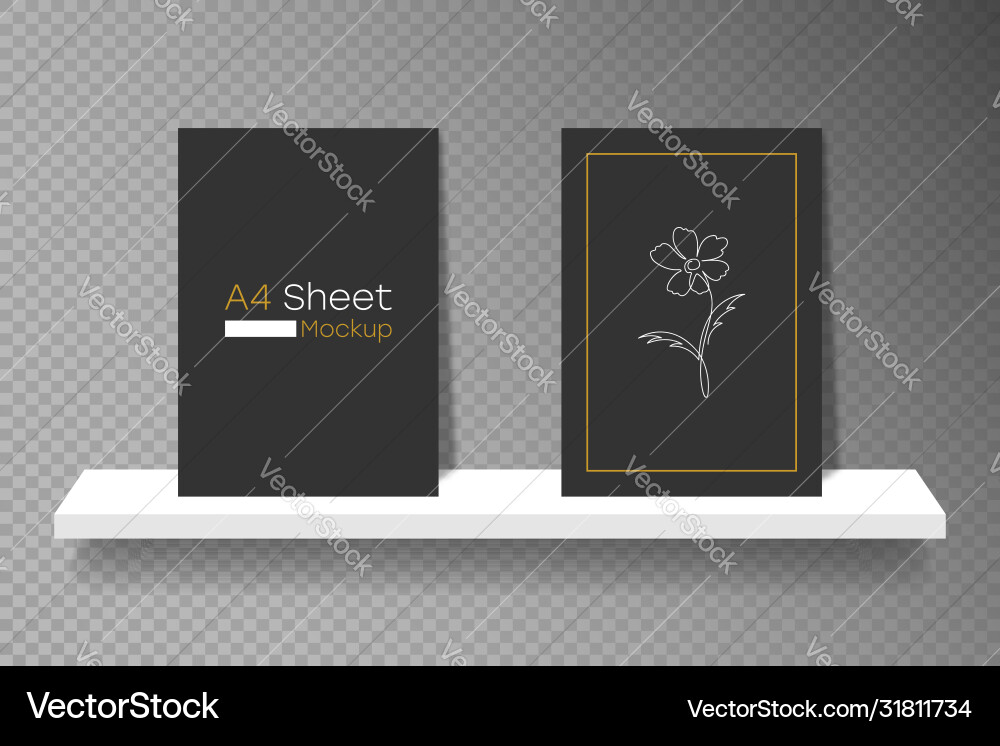 Shelf mockup for product presentation and a4 Vector Image