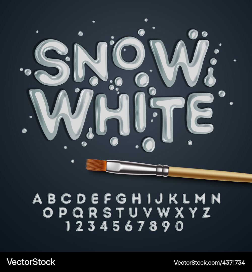 Snow white alphabet and numbers Royalty Free Vector Image