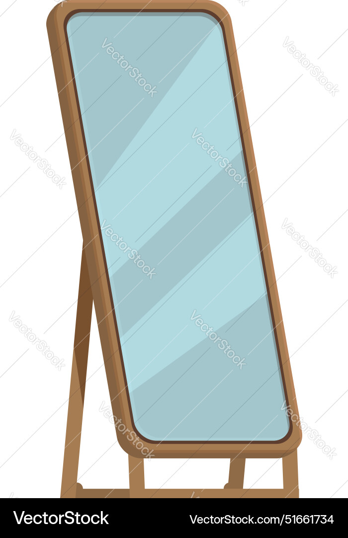Tall rectangular mirror standing on wooden legs Vector Image