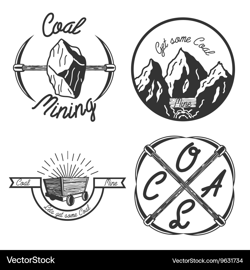 Vintage coal mining emblems Royalty Free Vector Image