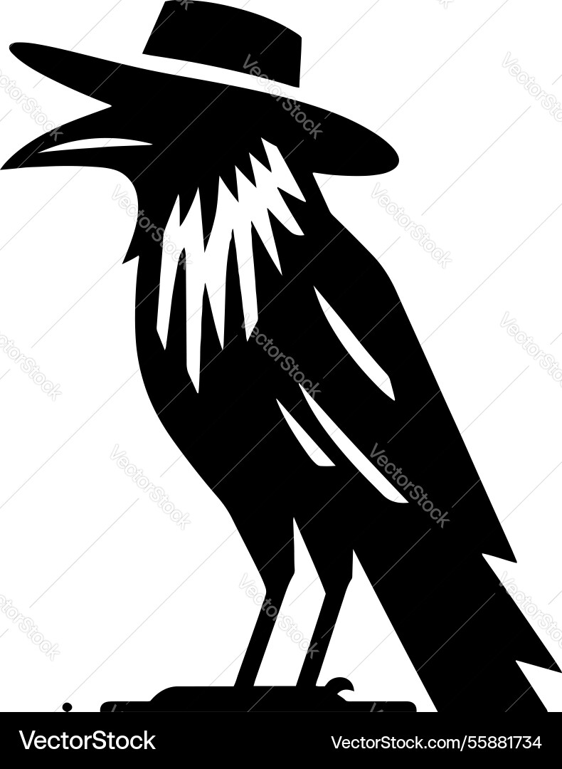 Western raven with hat logo Royalty Free Vector Image