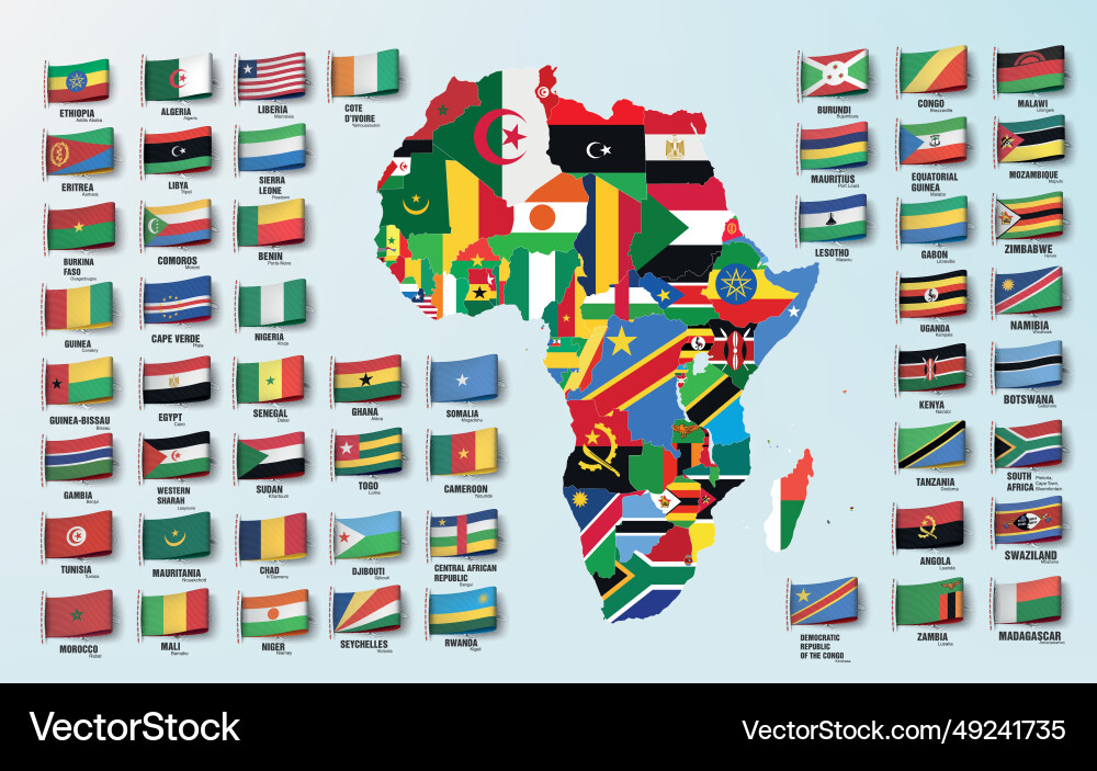 Africa map divided by countries Royalty Free Vector Image